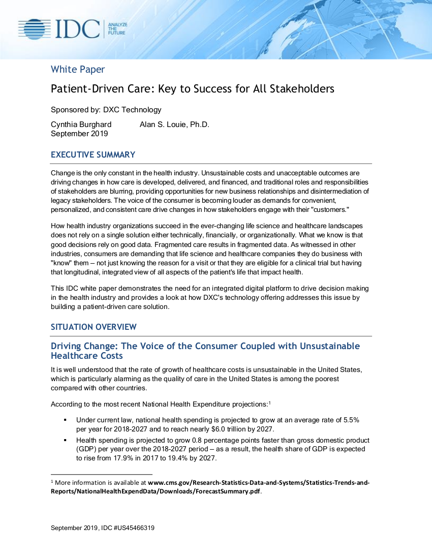 IDC Report: Patient-driven care